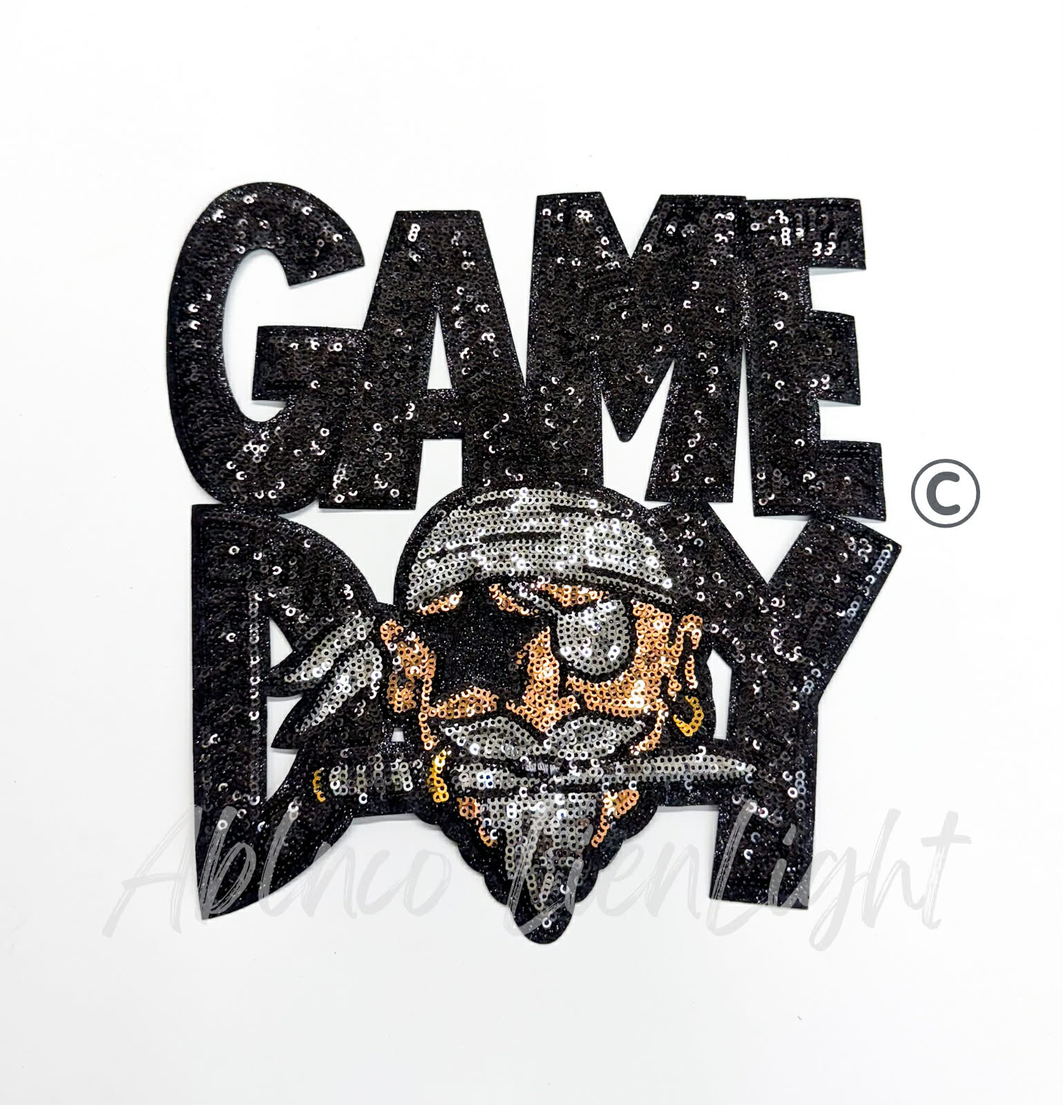 Black Pirate Game Day Mascot Sequins Patch - Large – ABLNco
