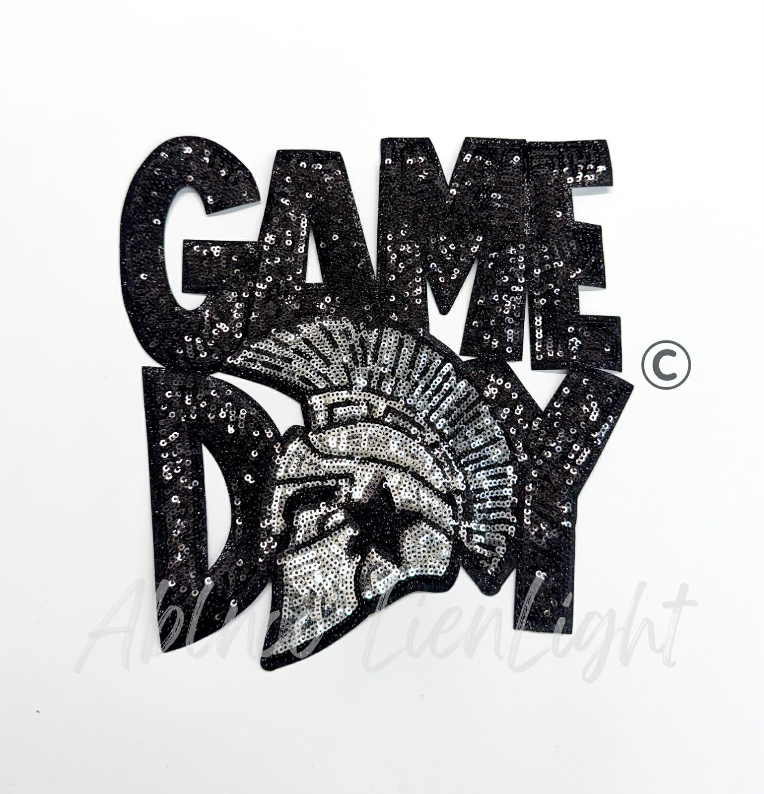 Black Trojan Spartan Game Day Mascot Sequins Patch - Large – ABLNco
