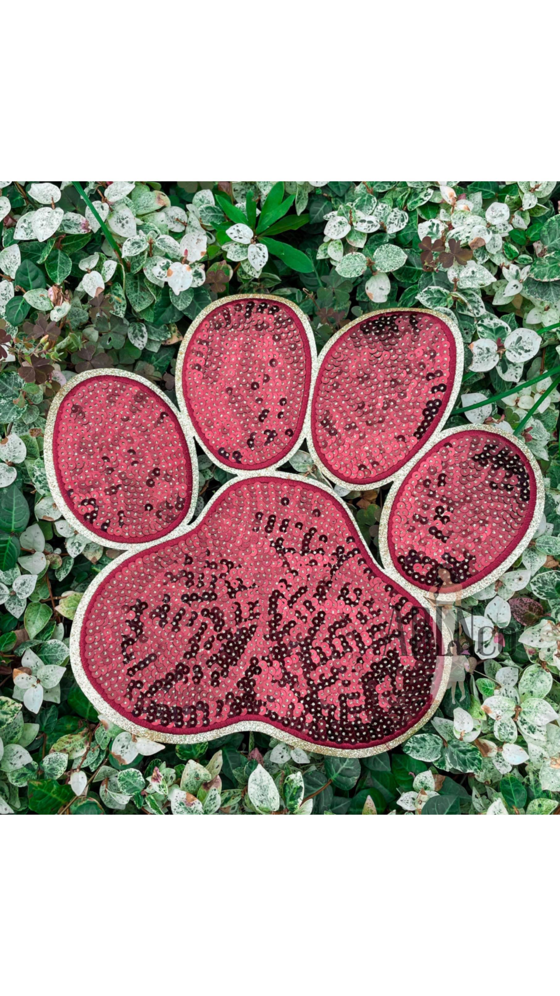 Big Maroon Sequin Paw Print Patches – ABLNco