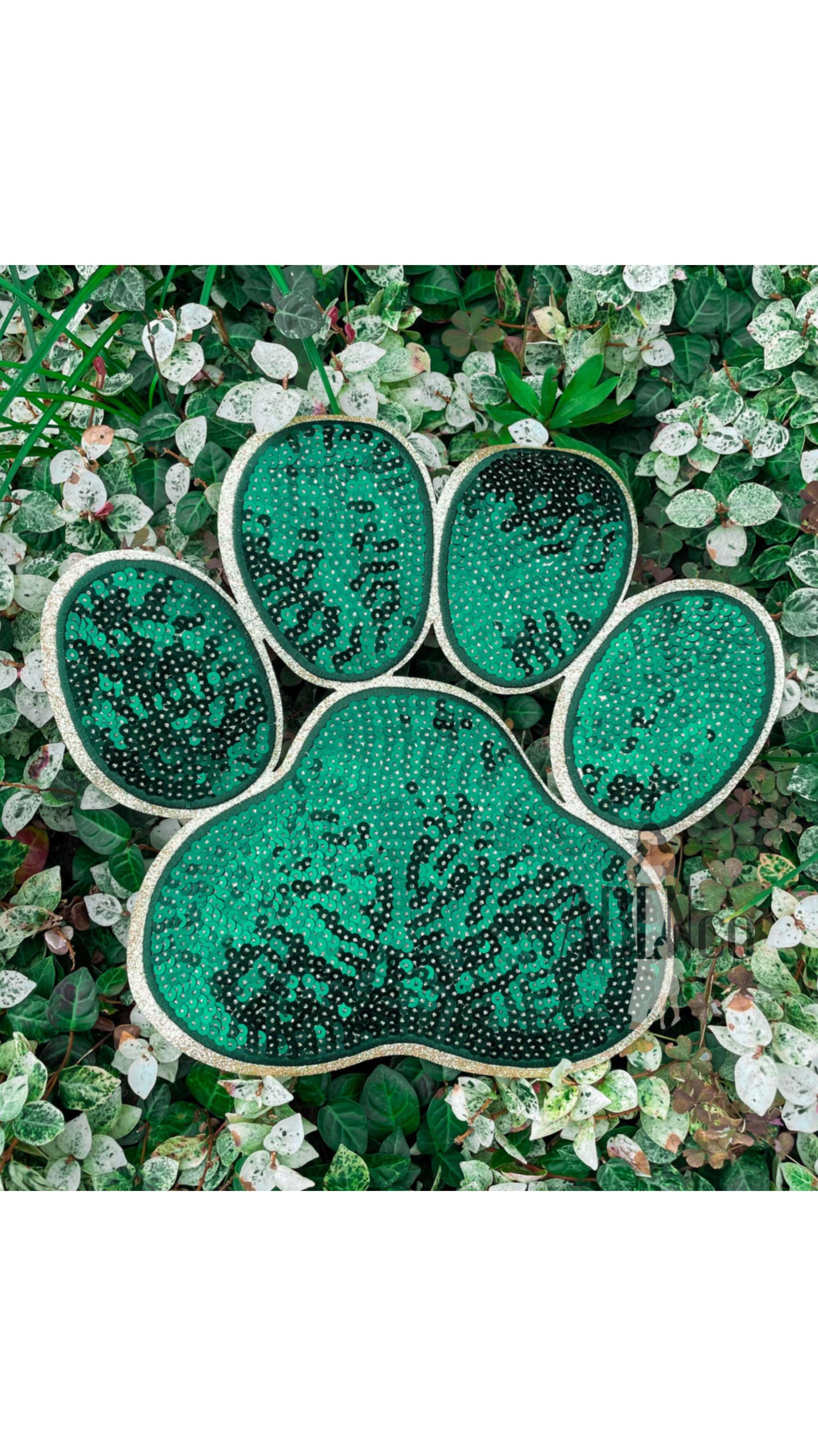 Big Green Sequin Paw Print Patches – ABLNco