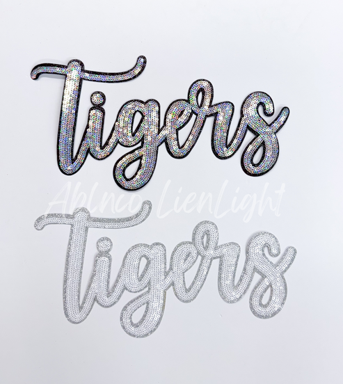 Tigers Cursive Letter Mascot Gameday Sequins Patch – ABLNco