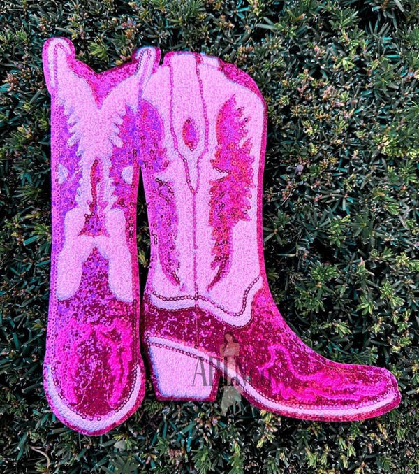 Pink Glitter Cowboy Boot Patch – ABLNco