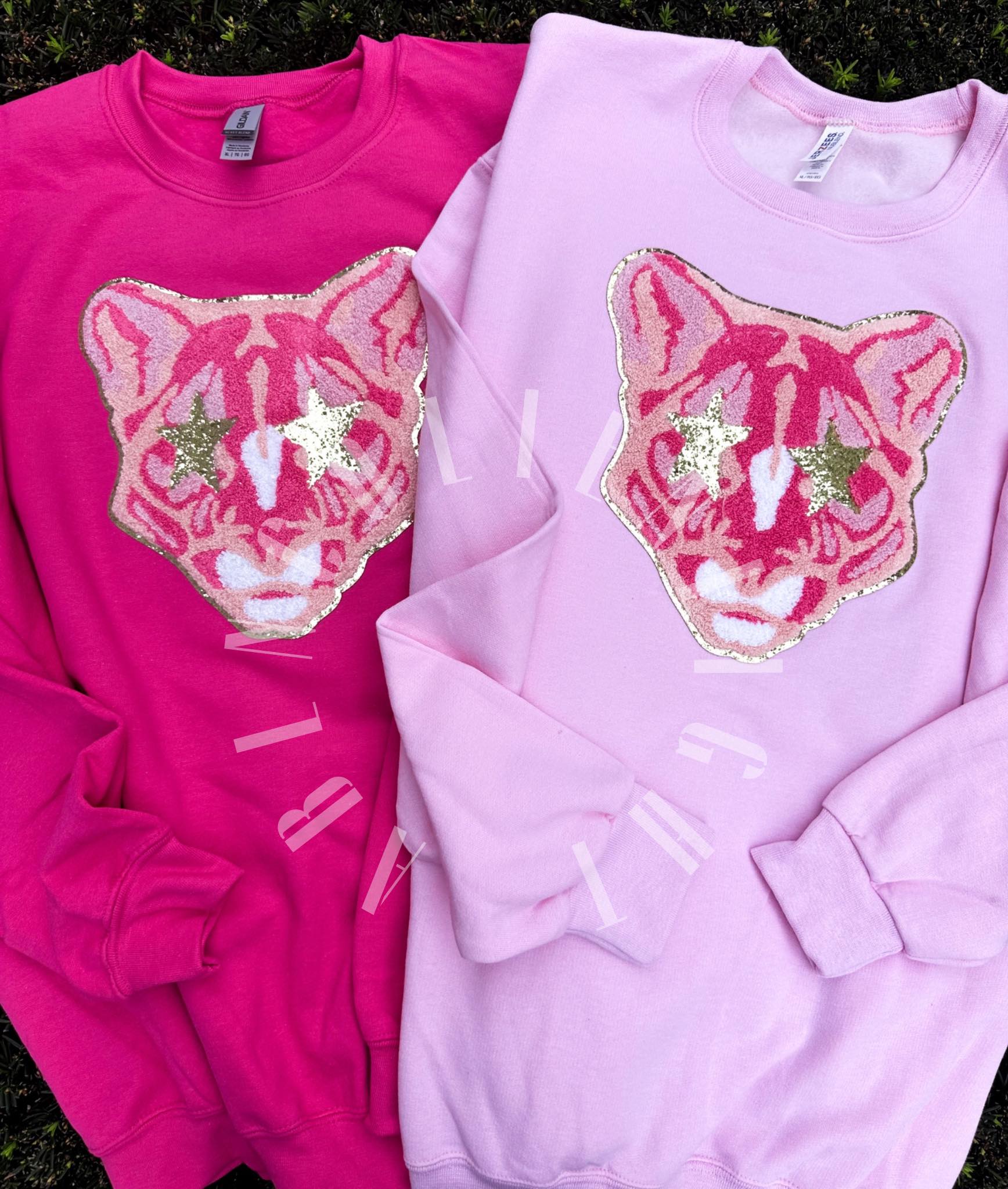 Pink Preppy Panther Cougar Wildcat Game Day Shirt Sequin Chenille Shirt ...